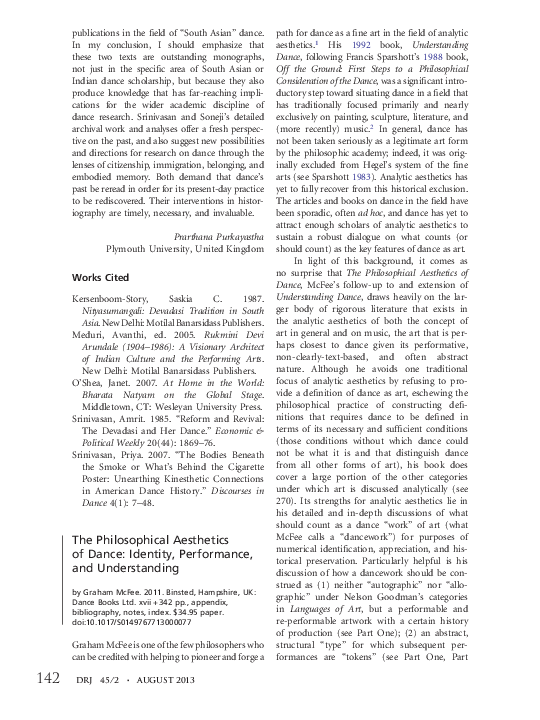 (PDF) The Philosophical Aesthetics of Dance: Identity, Performance, and ...