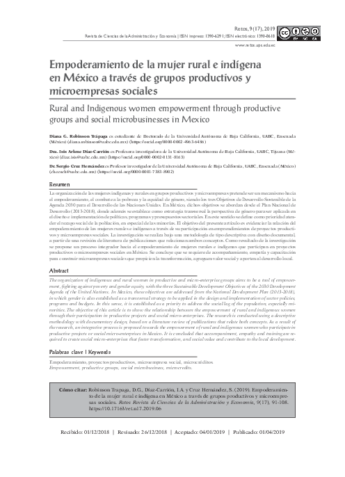 (PDF) Propuesta de un modelo para el empoderamiento de la mujer rural e indígena a través de ...