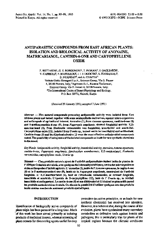(PDF) Antiparasitic compounds from East African plants: Isolation and ...