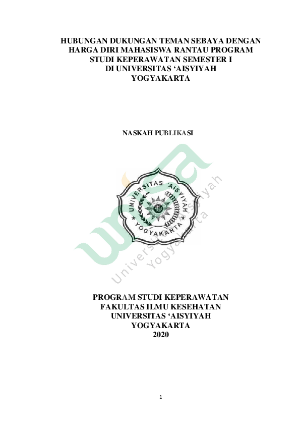 (PDF) Hubungan Dukungan Teman Sebaya Dengan Harga Diri Mahasiswa Rantau Program Studi ...
