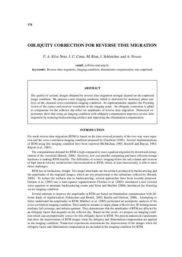 (PDF) Obliquity correction for reverse time migration | Francisco Neto - Academia.edu