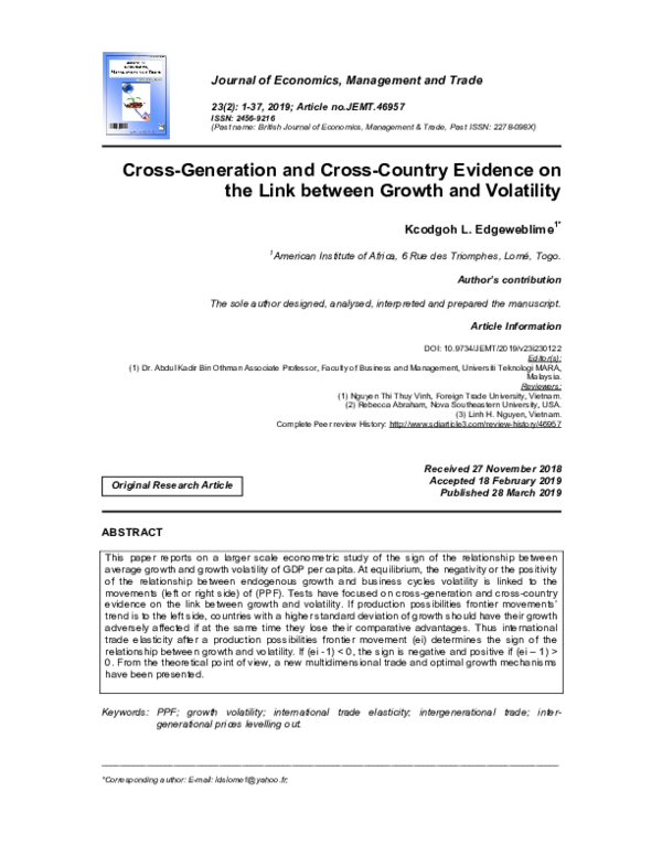 (PDF) Cross-Generation and Cross-Country Evidence on the Link between ...