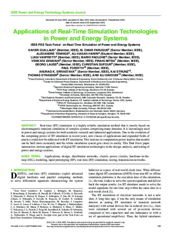 (PDF) Applications of Real-Time Simulation Technologies in Power and ...