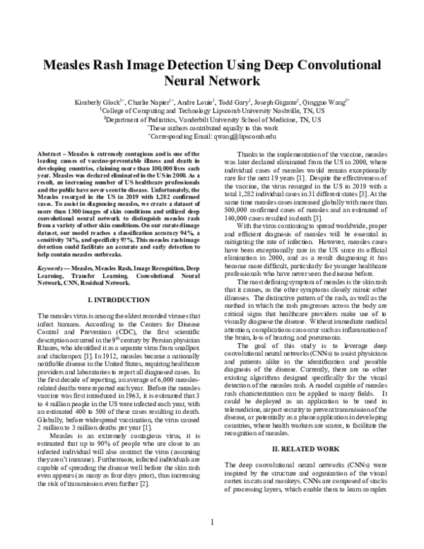(PDF) Measles Rash Image Detection Using Deep Convolutional Neural Network