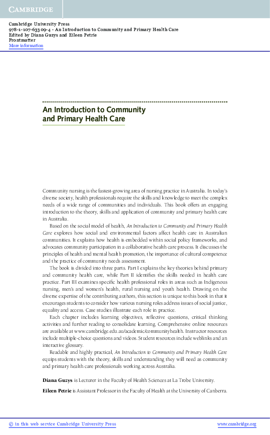 (PDF) An Introduction to Community and Primary Health Care