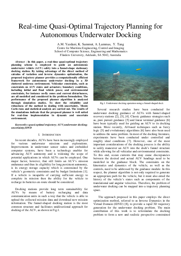 (PDF) Real-time quasi-optimal trajectory planning for autonomous underwater docking | Karl ...