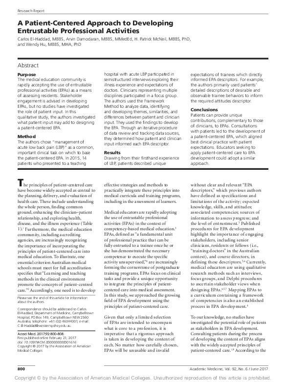 (PDF) A Patient-Centered Approach to Developing Entrustable ...