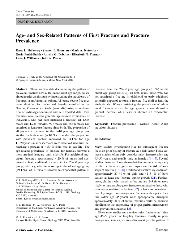(PDF) Age- and Sex-Related Patterns of First Fracture and Fracture ...
