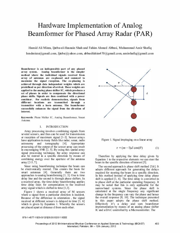 (PDF) Hardware implementation of analog beamformer for phased array ...