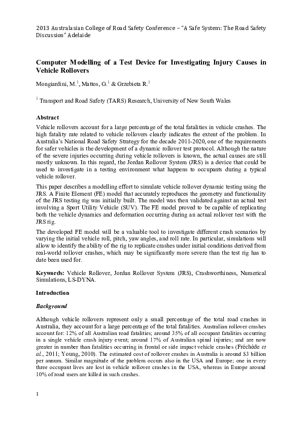 (PDF) Computer modelling of a test device for investigating injury ...