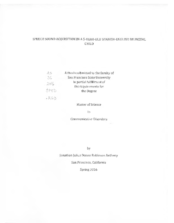 (PDF) Speech Sound Acquisition in a 5-year-old Spanish-English ...