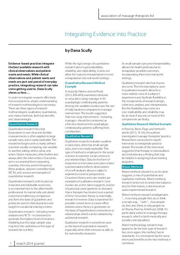 (PDF) Integrating Evidence into Practice