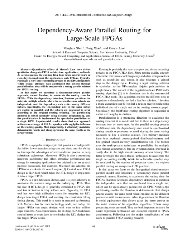 (PDF) Dependency-Aware Parallel Routing for Large-Scale FPGAs
