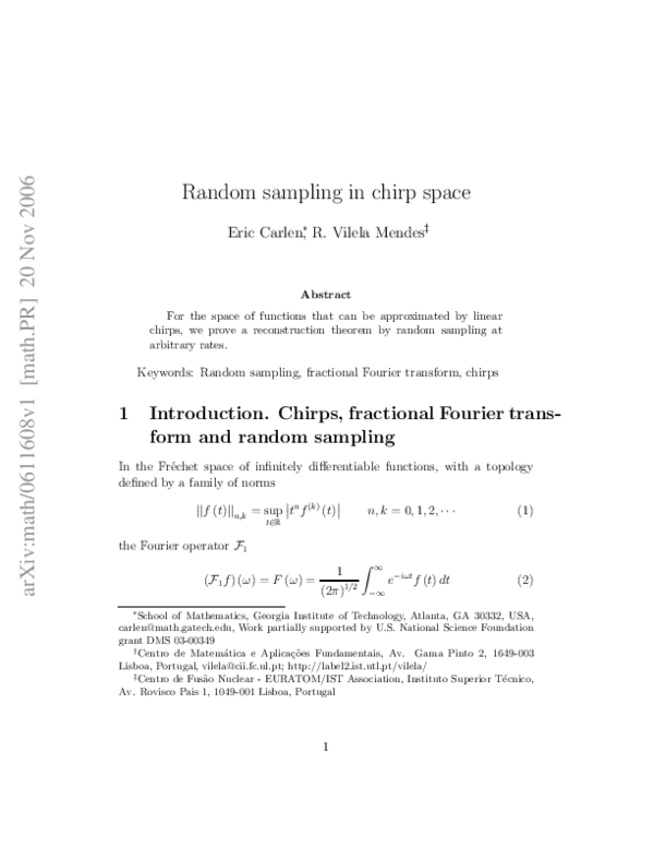 (PDF) Random sampling in chirp space | Eric Carlen - Academia.edu