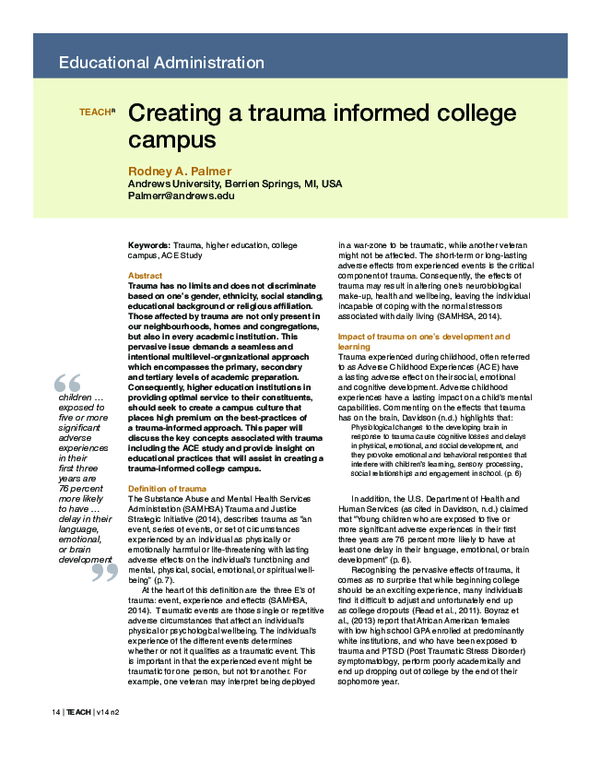(PDF) Creating a Trauma Informed College Campus