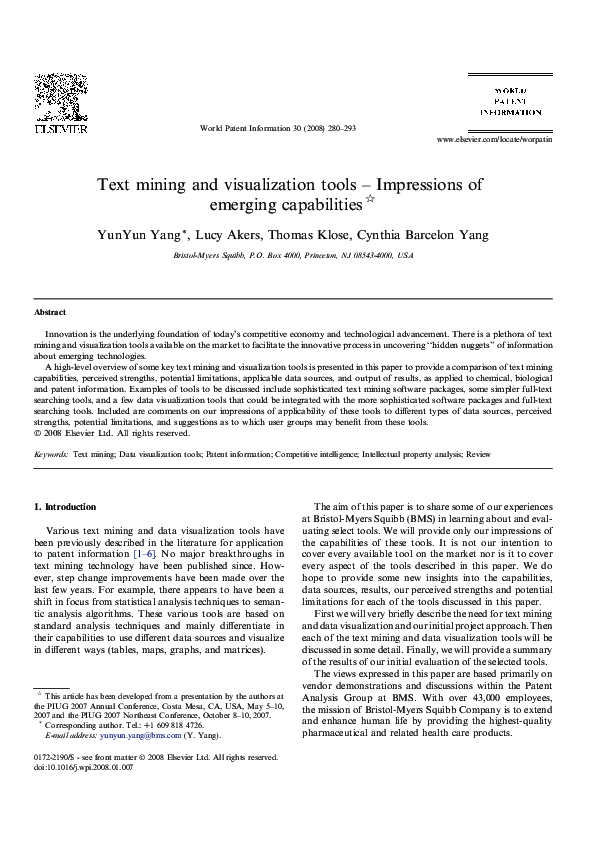 (PDF) Text mining and visualization tools – Impressions of emerging ...