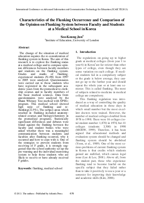 (PDF) Characteristics of the Flunking Occurrence and Comparison of the ...