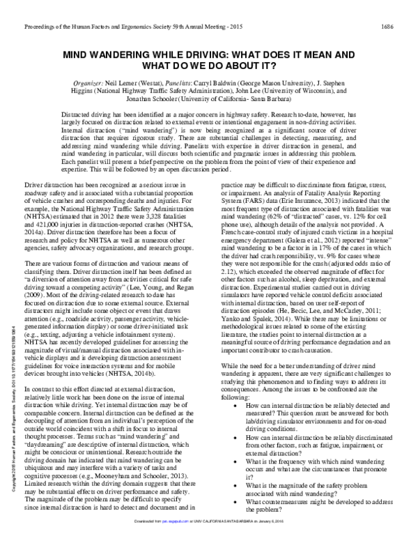 (PDF) Mind Wandering While Driving: What Does it Mean and What do we do ...