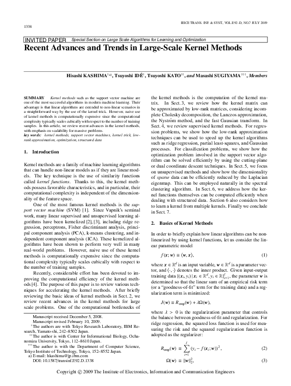 (PDF) Recent Advances and Trends in Large-Scale Kernel Methods