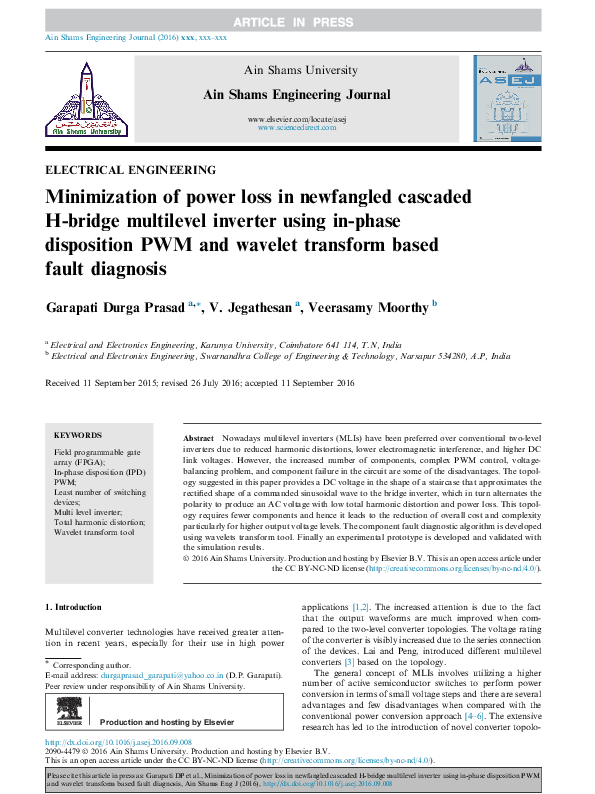 (PDF) Minimization of power loss in newfangled cascaded H-bridge multilevel inverter using in ...
