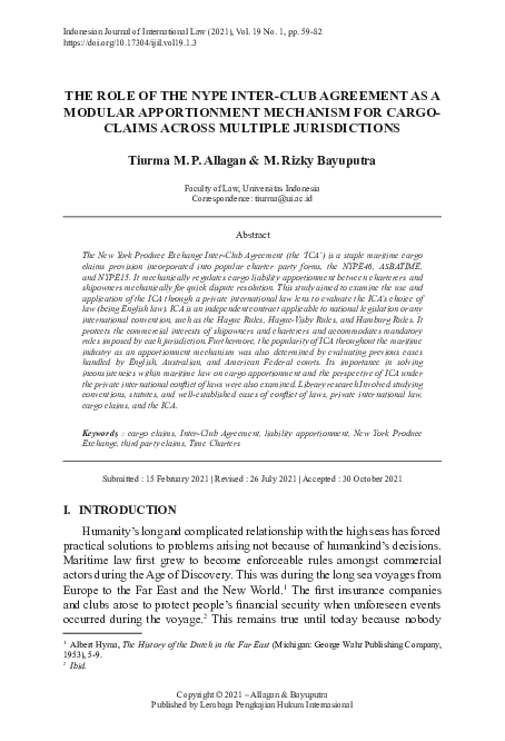 (PDF) The Role of the NYPE Inter-Club Agreement as a Modular ...