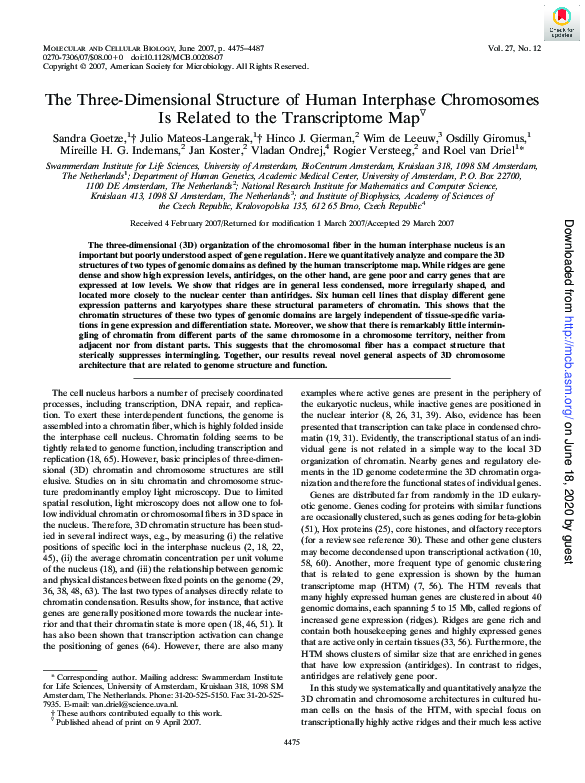 (PDF) The three-dimensional structure of human interphase chromosomes ...