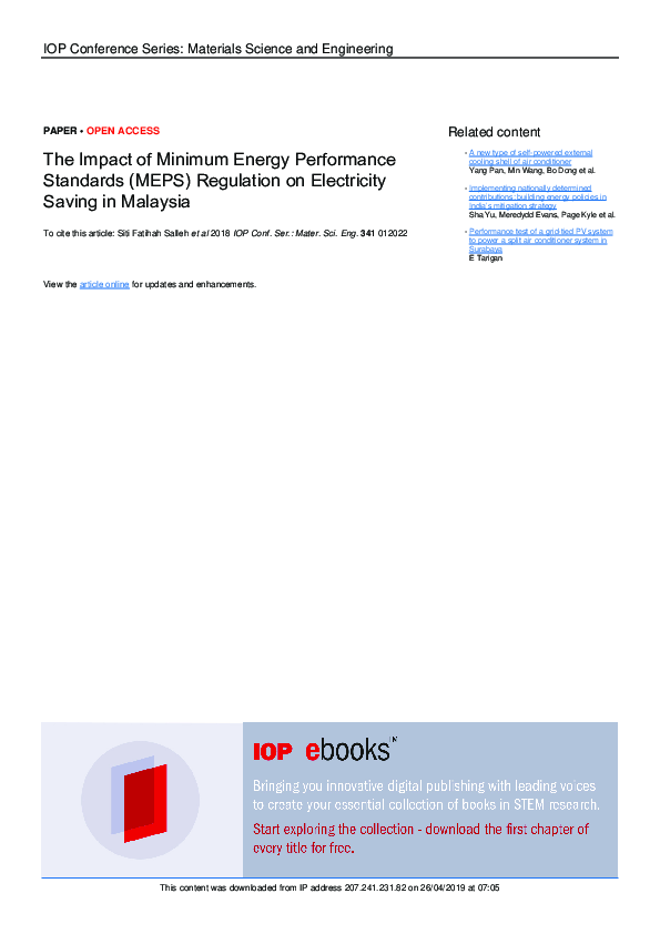(PDF) The Impact of Minimum Energy Performance Standards (MEPS ...