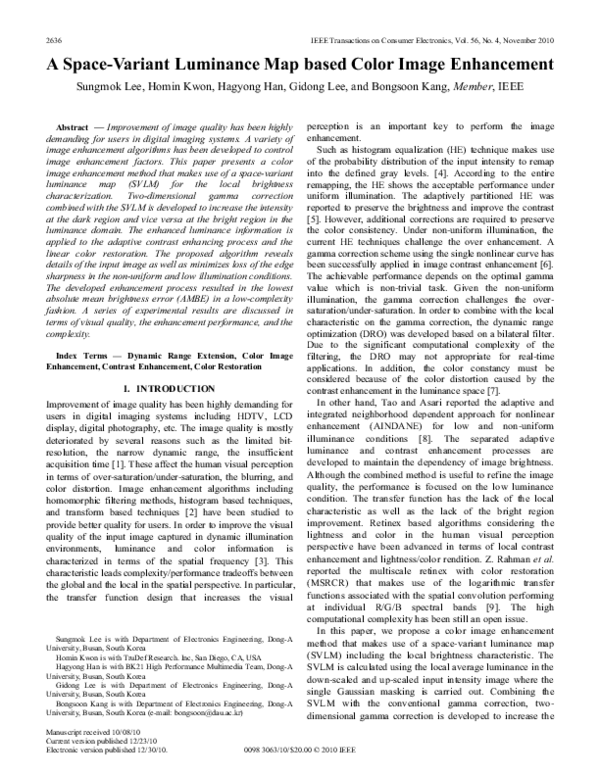 (PDF) A Space-Variant Luminance Map based Color Image Enhancement