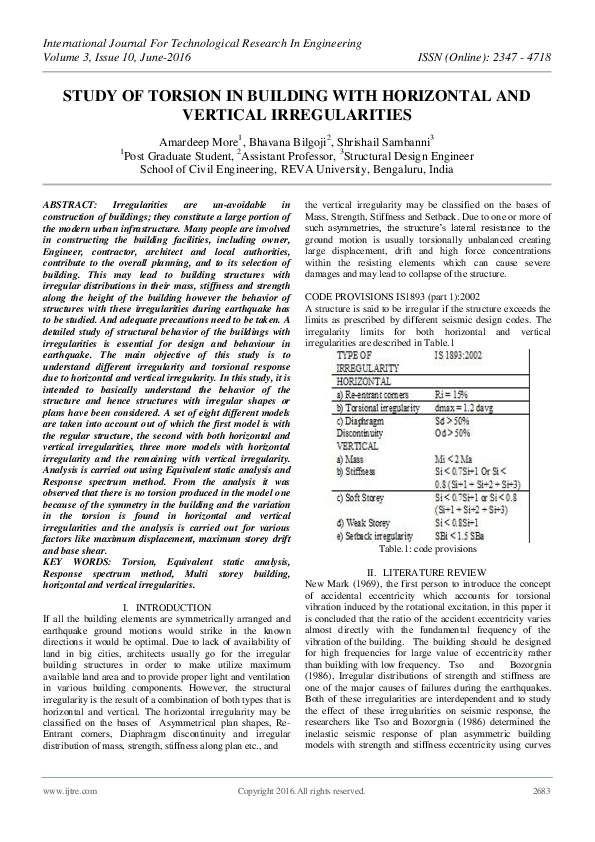 (PDF) Study of Torsion in Building with Horizontal and Vertical ...