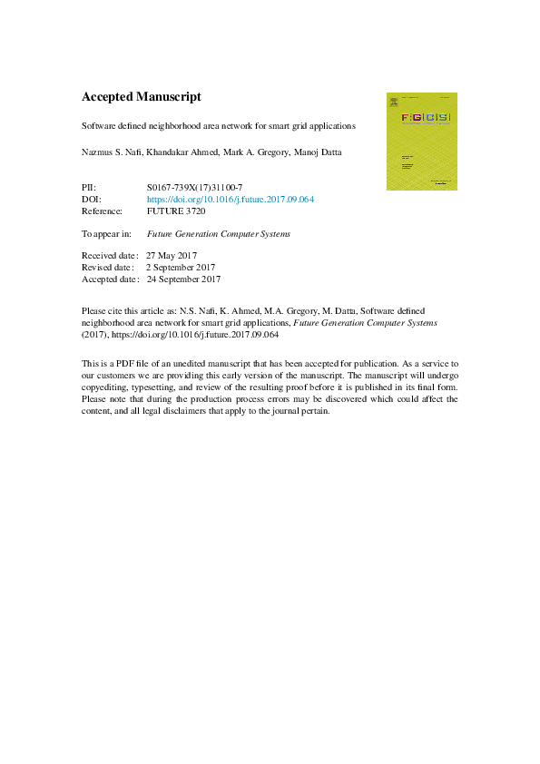 Software defined neighborhood area network for smart grid applications