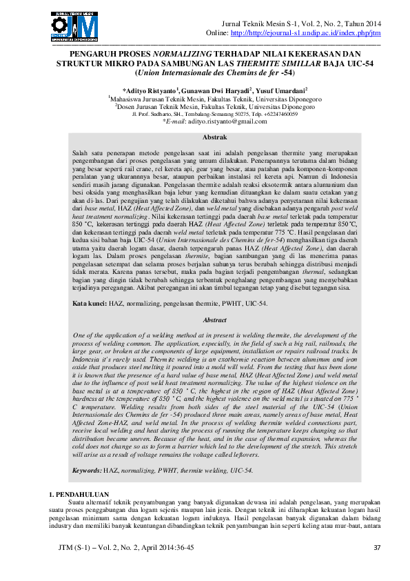 (PDF) PENGARUH PROSES NORMALIZING TERHADAP NILAI KEKERASAN DAN STRUKTUR ...