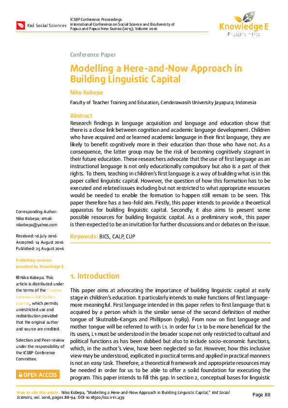 (PDF) Modelling A Here-And-Now Approach In Building Linguistic Capital ...