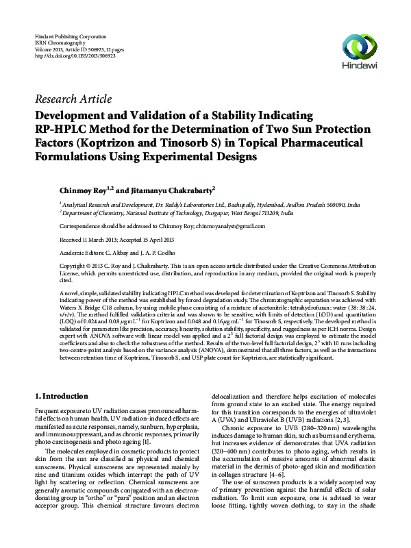 (PDF) Development and Validation of a Stability Indicating RP-HPLC Method for the Determination ...