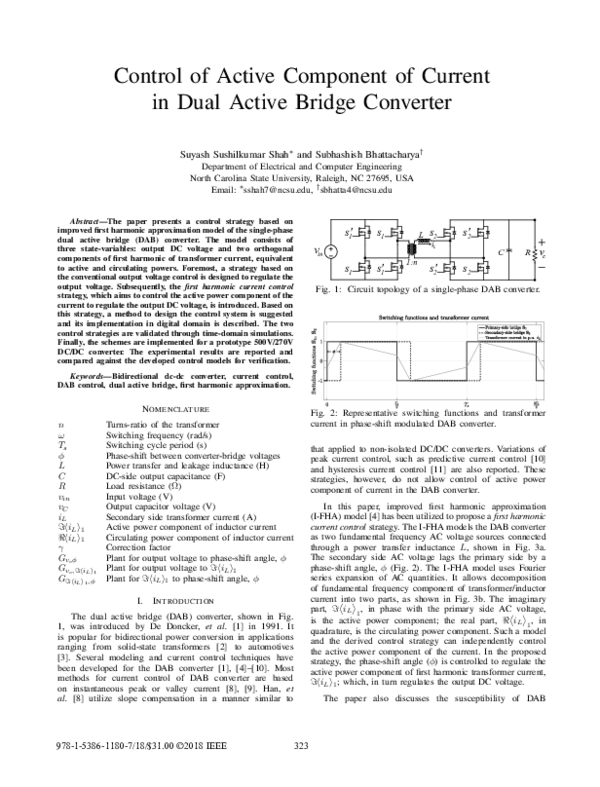 (PDF) Control of active component of current in dual active bridge ...