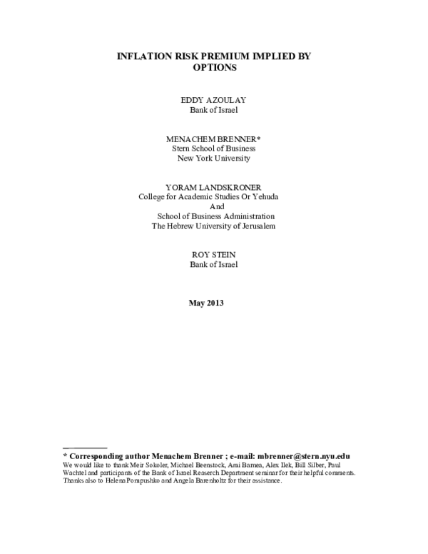 (PDF) INFLATION RISK PREMIUM IMPLIED BY OPTIONS We would like to thank ...