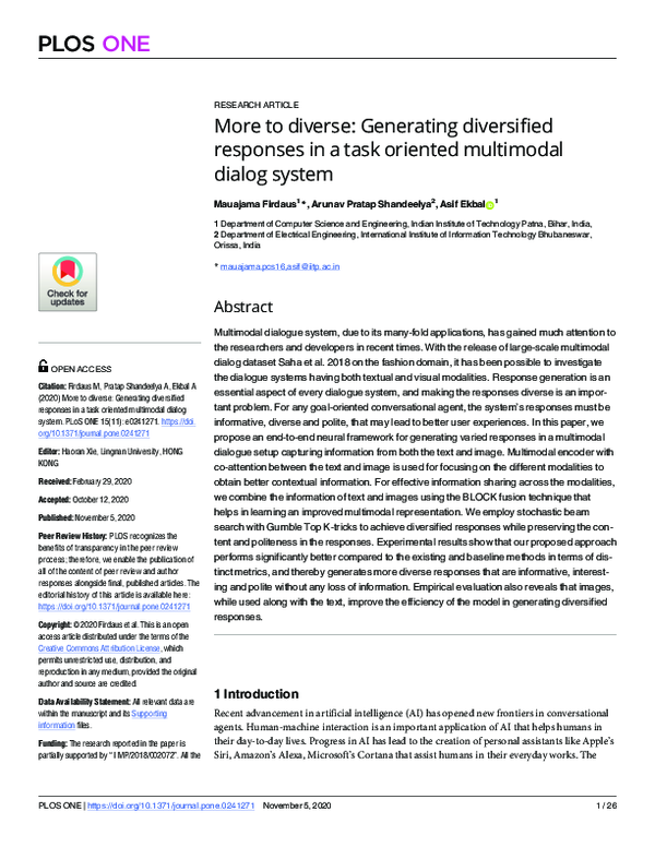Pdf More To Diverse Generating Diversified Responses In A Task Oriented Multimodal Dialog System