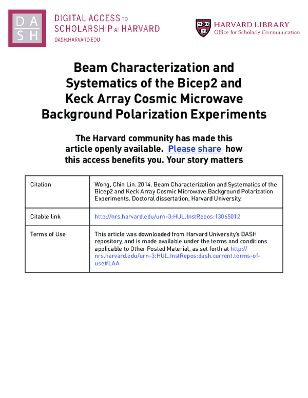 (PDF) Beam Characterization and Systematics of the Bicep2 and Keck Array Cosmic Microwave ...