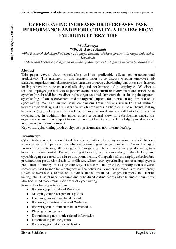(PDF) Cyberloafing increases or decreases task performance and ...