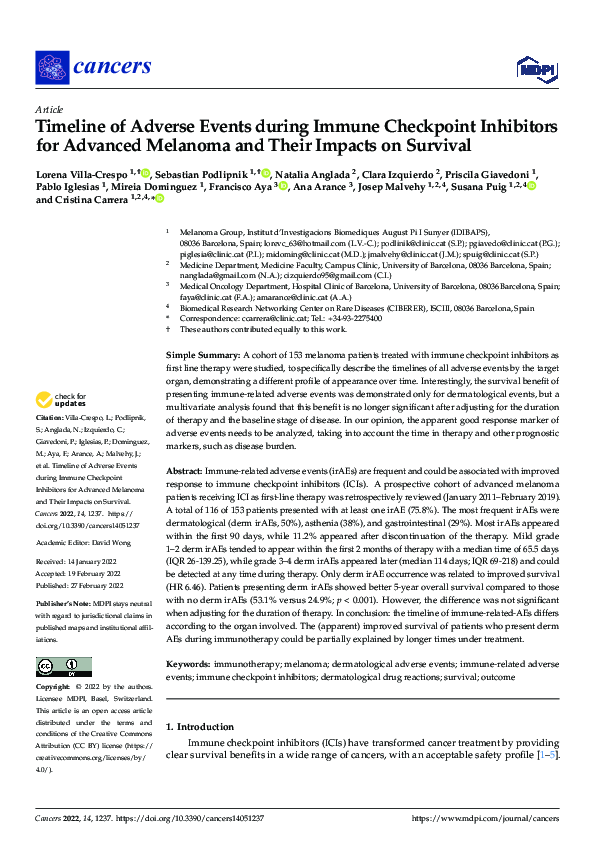(PDF) Timeline of Adverse Events during Immune Checkpoint Inhibitors ...