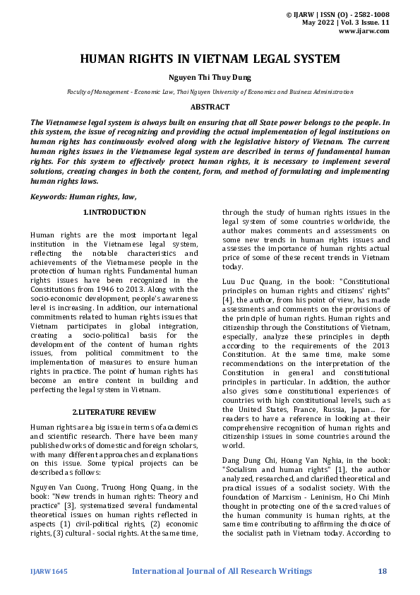 (PDF) HUMAN RIGHTS IN VIETNAM LEGAL SYSTEM