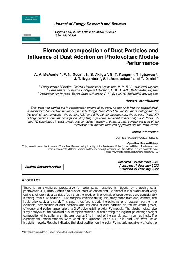 (PDF) Elemental composition of Dust Particles and Influence of Dust ...