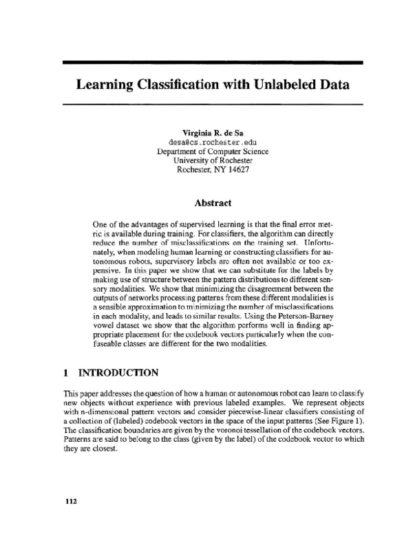 (PDF) Learning classification with unlabeled data