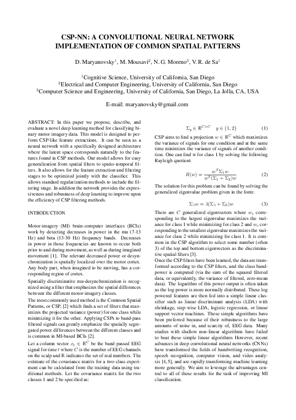 (PDF) Csp-NN: a Convolutional Neural Network Implementation of Common ... (PDF) Csp-NN: a Convolutional Neural Network Implementation of Common ...