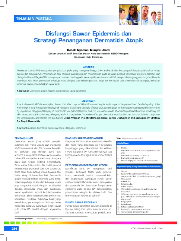 (PDF) Disfungsi Sawar Epidermis dan Strategi Penanganan Dermatitis ...