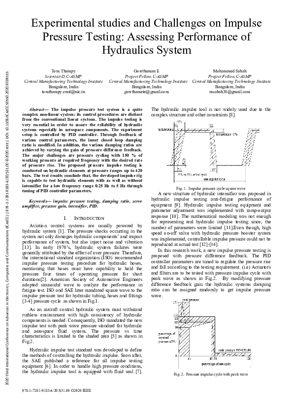 (PDF) Experimental studies and Challenges on Impulse Pressure Testing ...