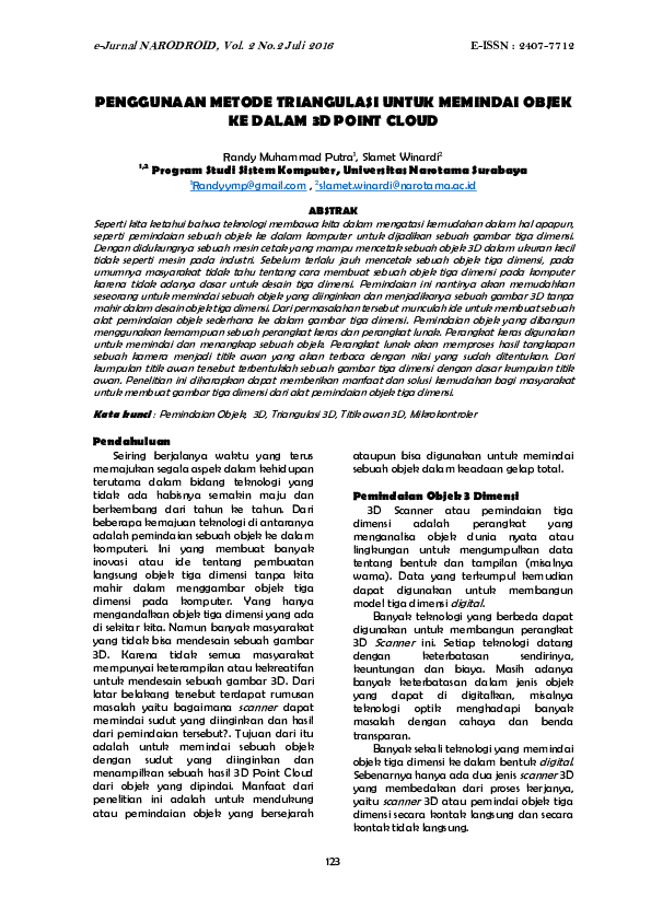 (PDF) Penggunaan Metode Triangulasi Untuk Memindai Objek Ke Dalam 3D ...