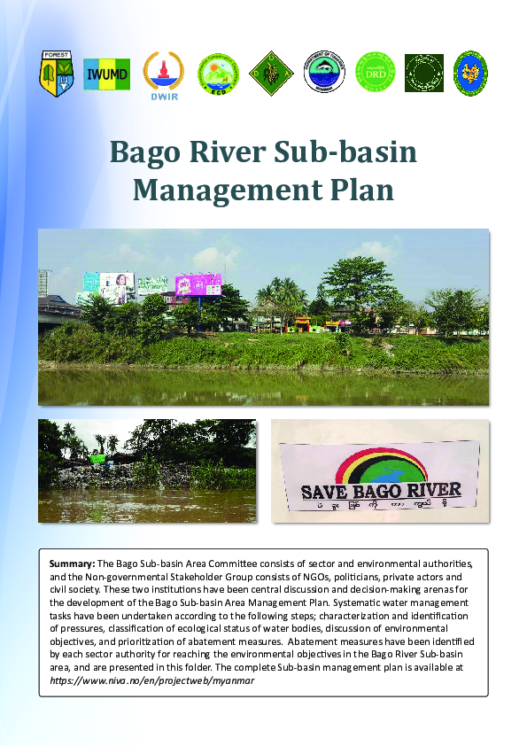 (PDF) Bago River Sub-basin Management Plan | Ingrid Nesheim - Academia.edu