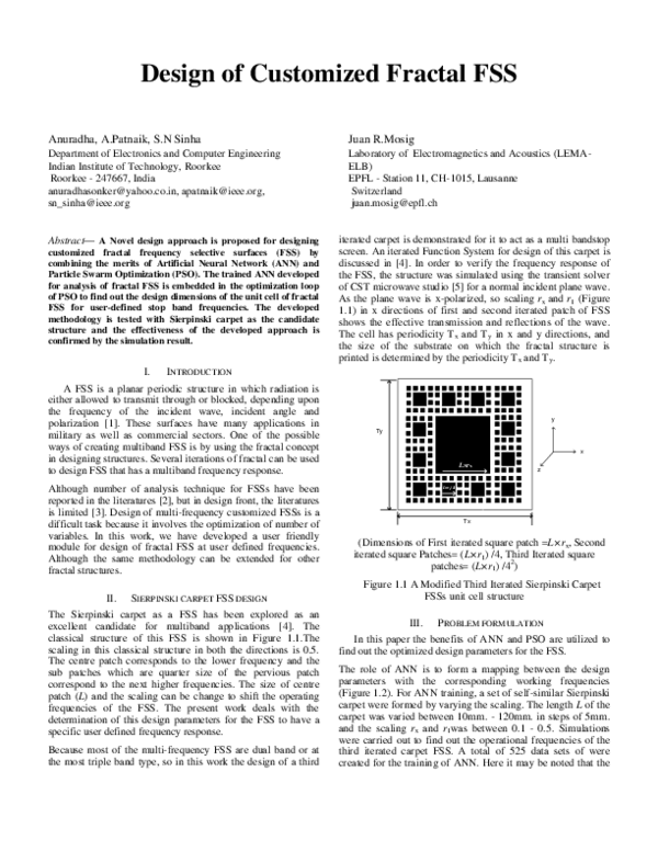 (PDF) Design of customized fractal FSS