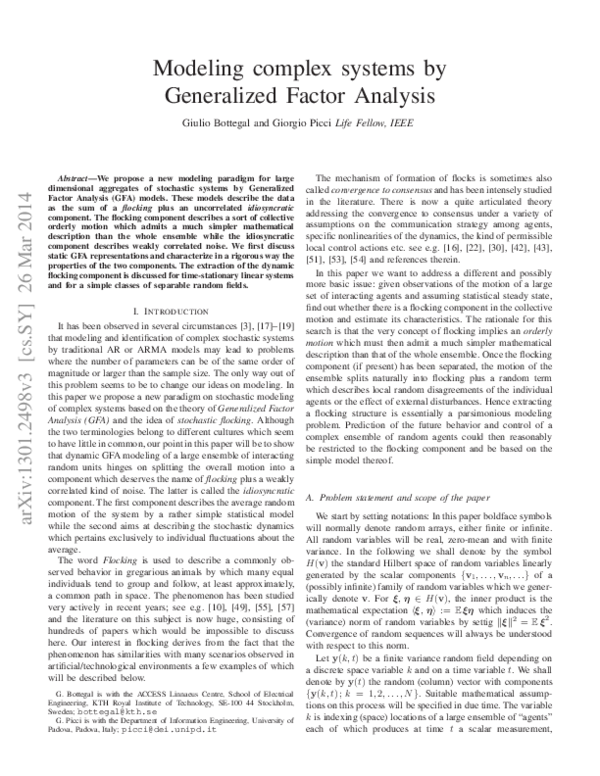 (PDF) Modeling complex systems by Generalized Factor Analysis