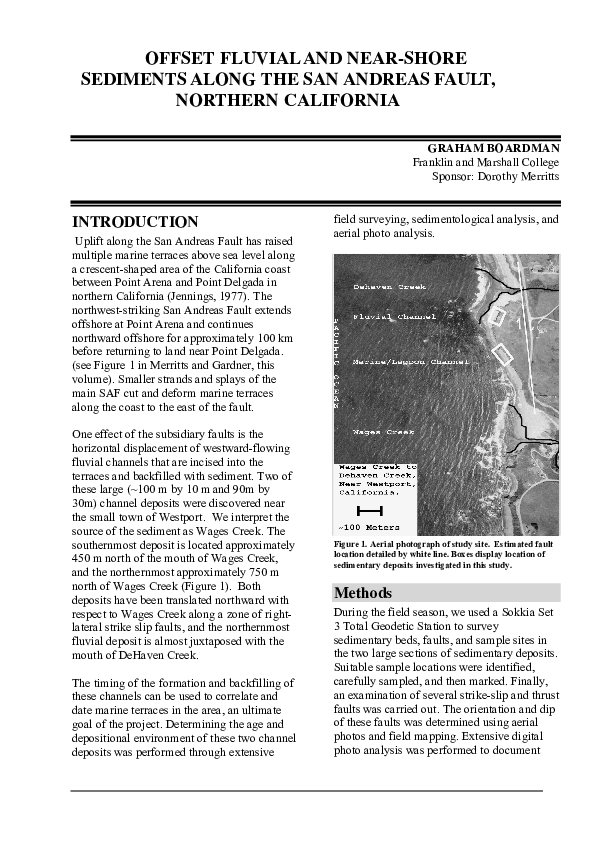 (PDF) Offset Fluvial and Near-Shore Sediments Along the San Andreas ...